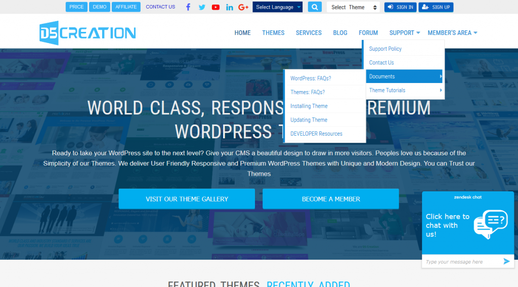Support Menu - D5 Creation